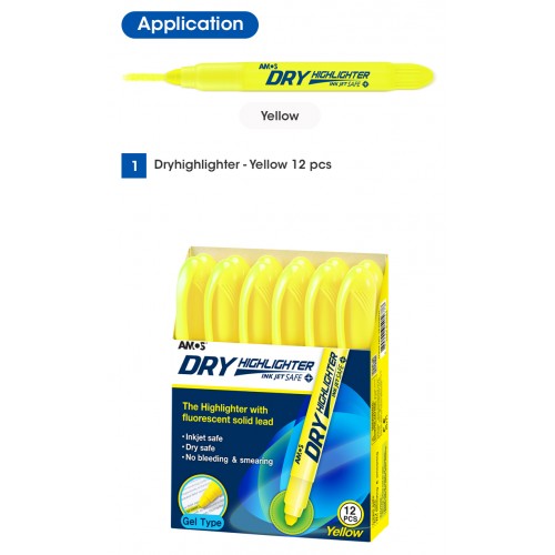 AM HLD12D-YL: Amos Dry Highlighter - Yellow